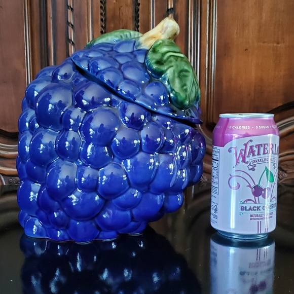Accents | Vntg Lg 9 Indigo Purple Ceramic Bunch Ofgrapes Canister ...